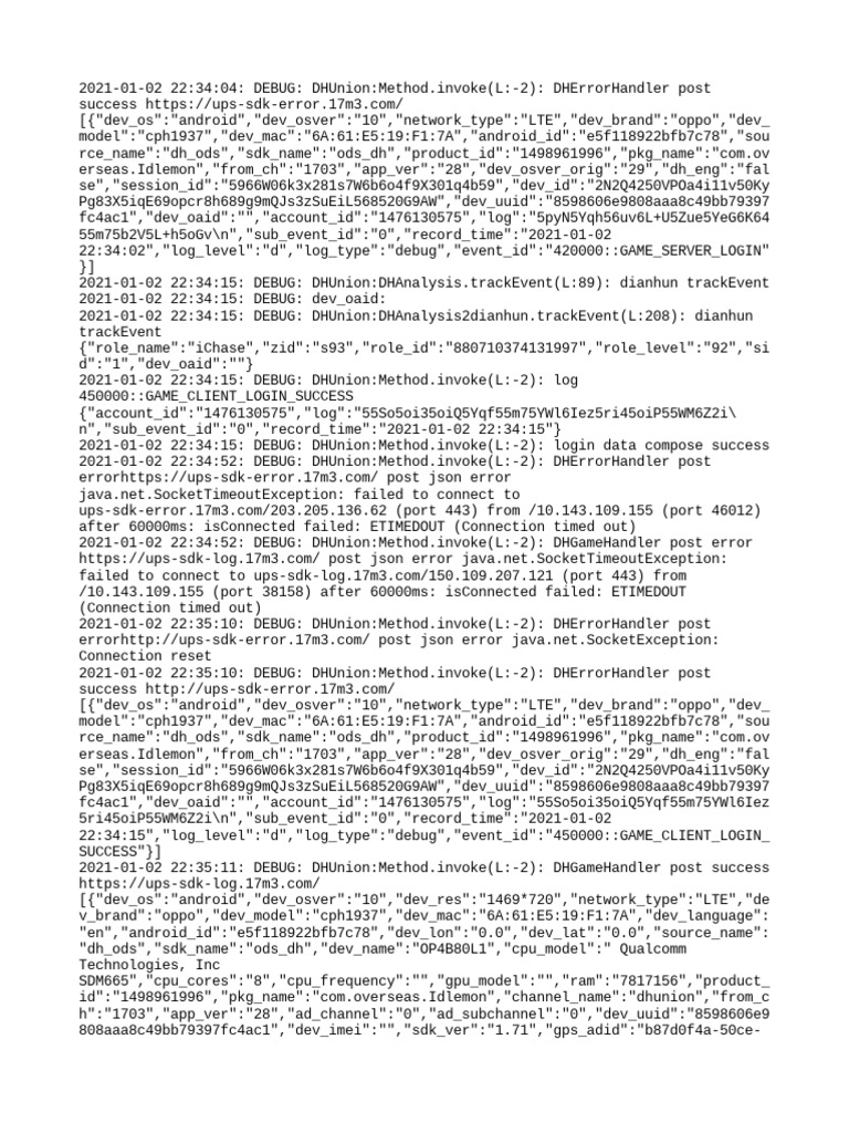 DHUnion debug logs connect timeout | PDF | Software Development | Software