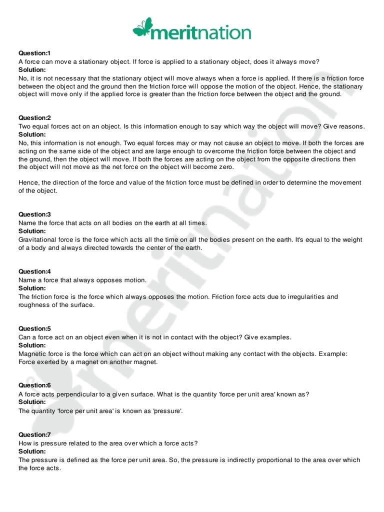 Force And Pressure Pdf Pdf Force Pressure