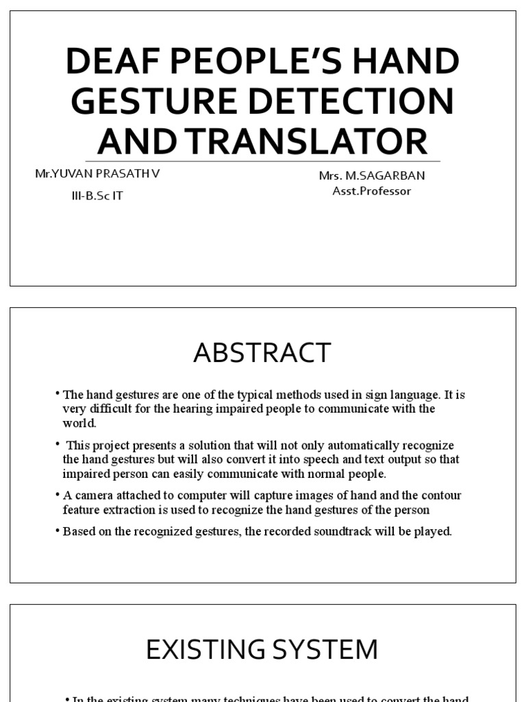 Hand Gesture Translator for Deaf Communication | PDF