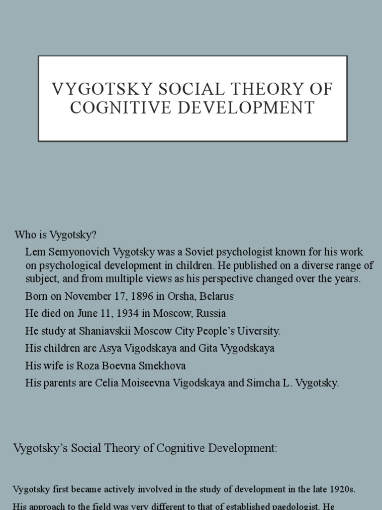 Vygotsky's Social Theory of Development | PDF | Behavioural Sciences ...