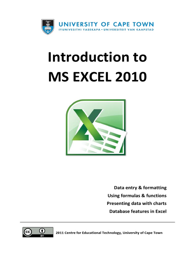 Cet Ms Excel 2010 Training Manual v1.0 | PDF | Microsoft Excel | Microsoft Word