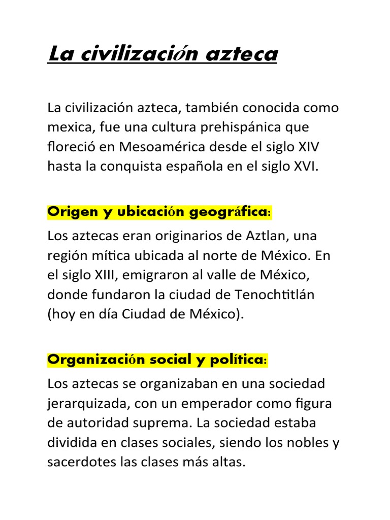 3.la Civilización Azteca | PDF