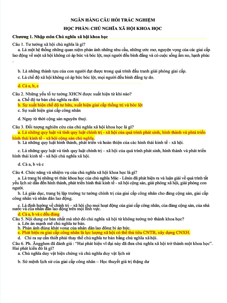 PDF Ngan Hang Cau Hoi Trac Nghiem Compress | PDF