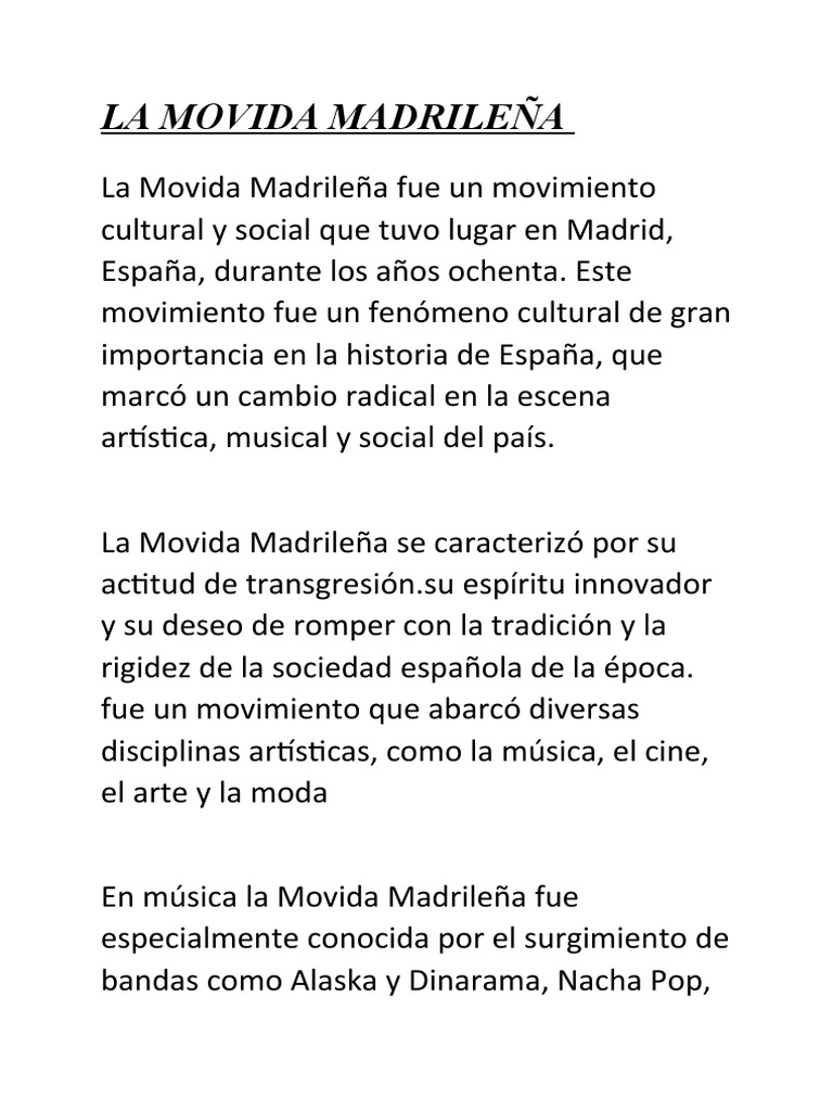 La Movida Madrileña | PDF