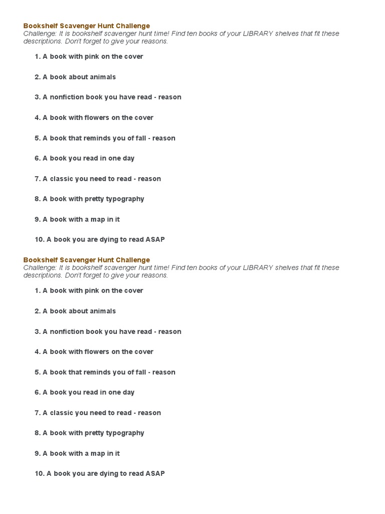 Bookshelf Scavenger Hunt Guide | PDF