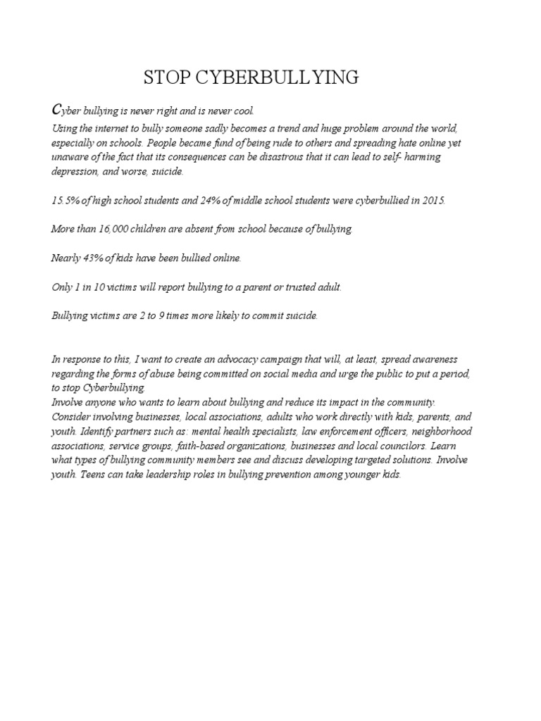 Cyberbullying Awareness for Teens | PDF