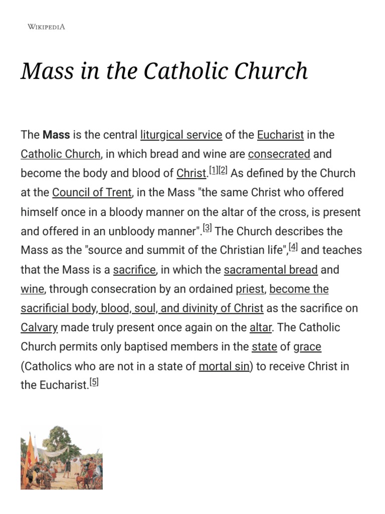 Mass in The Catholic Church - Wikipedia | PDF | Eucharist | Mass (Liturgy)