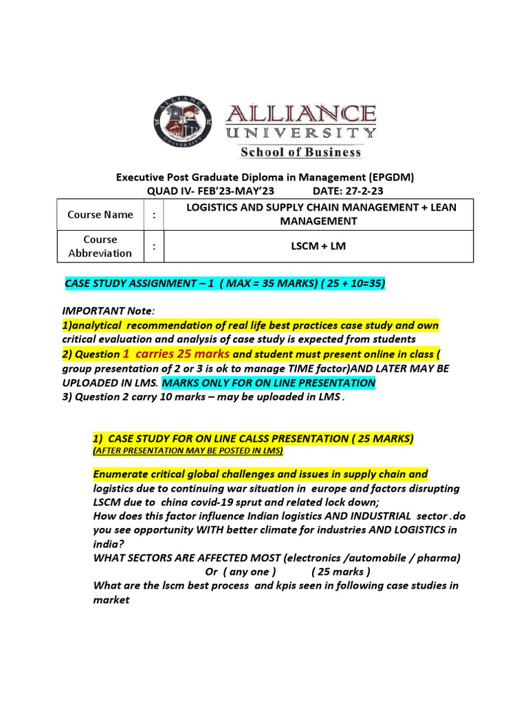 LSCM Assignment 1 | PDF | Logistics | Business LSCM Assignment 1 | PDF | Logistics | Business