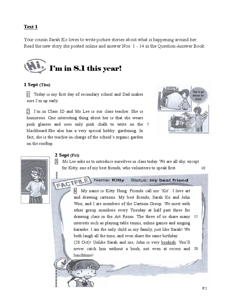 1920 S1 T1 Revision Paper (Reading) - Reading Texts | PDF