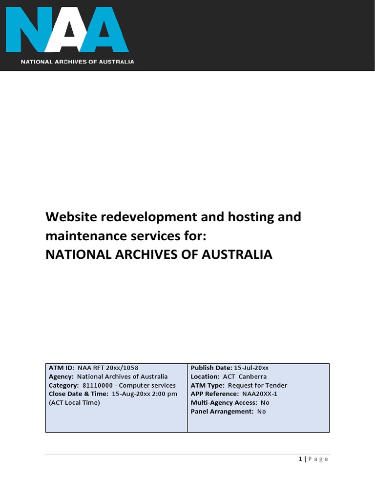 NAA RFT 20xx 1058 | PDF | Websites | Tag (Metadata)