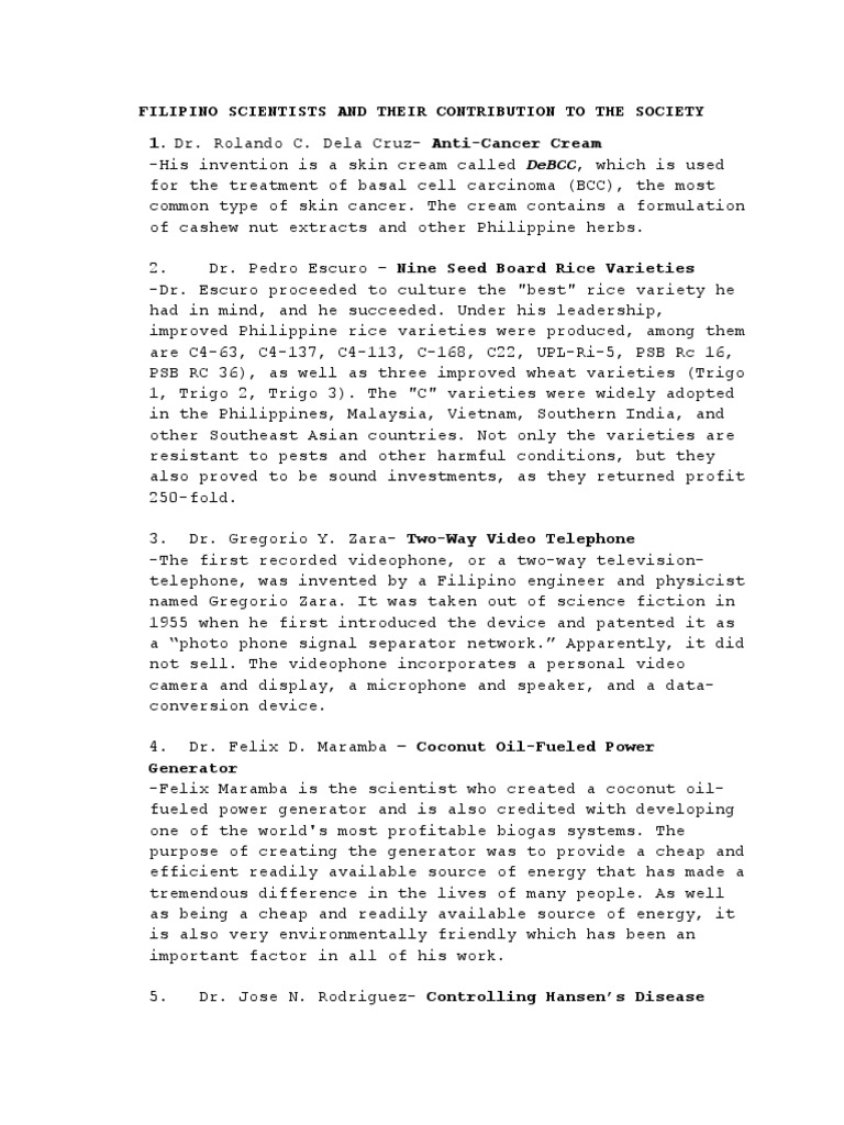 Filipino Scientists and Their Contribution To The Society 1. Dr ...