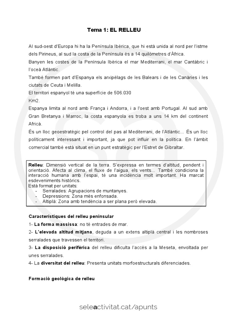 Tema 1 EL RELLEU Gemma Ribas | PDF