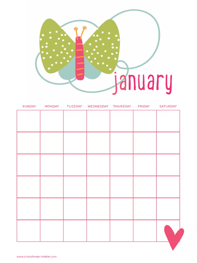 Final Simply Love Printables Cute Undated Calendar | PDF