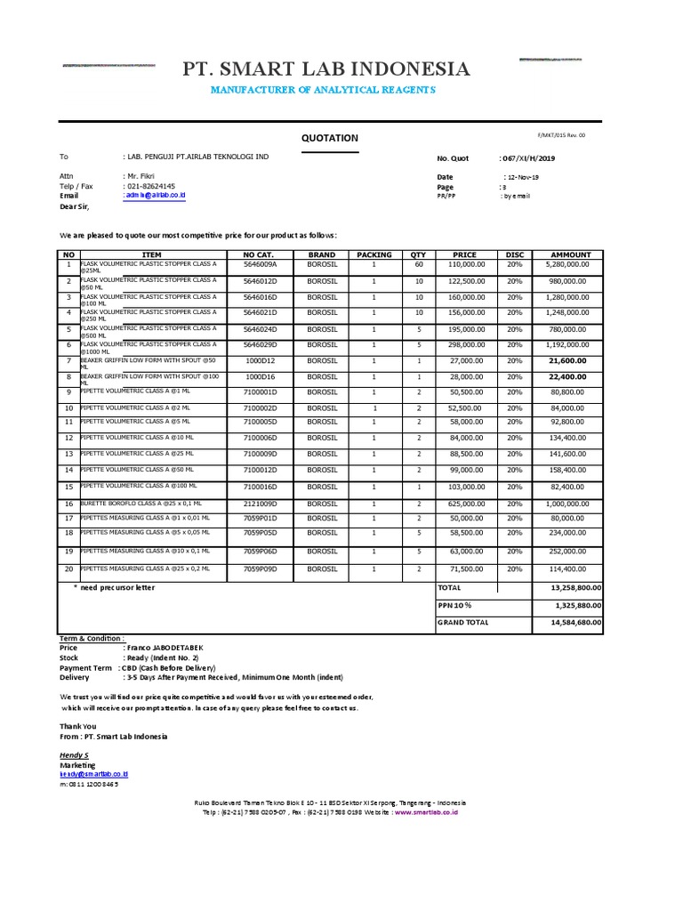Lab Equipment Quotation | PDF | Laboratories | Laboratory Equipment