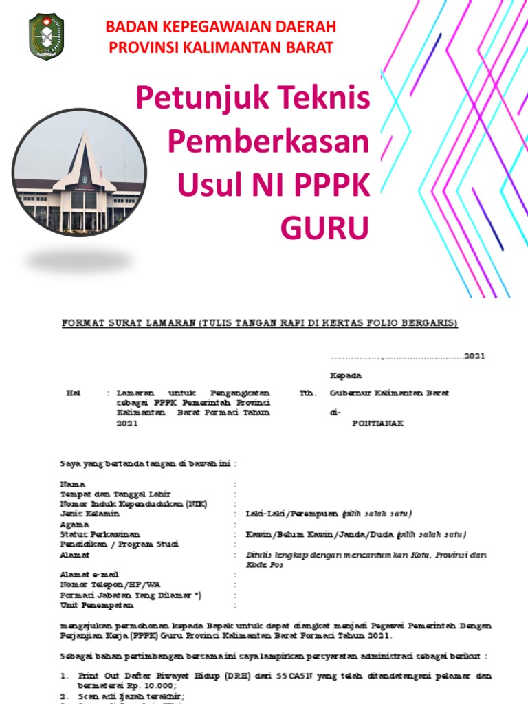 Petunjuk Teknis Dan Contoh Pemberkasan Usul NI PPPK | PDF