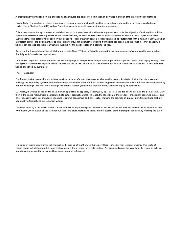 The TPS Concept | PDF | Lean Manufacturing | Business Economics