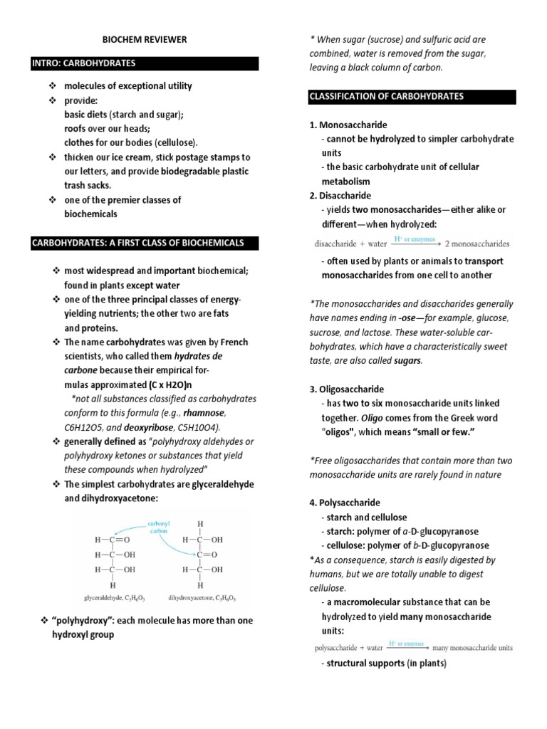 Carbohydrates Review | PDF | Carbohydrates | Glucose