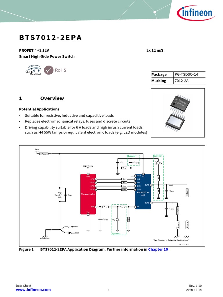 Infineon BTS7012 2EPA DataSheet v01 - 10 EN | Download Free PDF | Power Supply | Mosfet