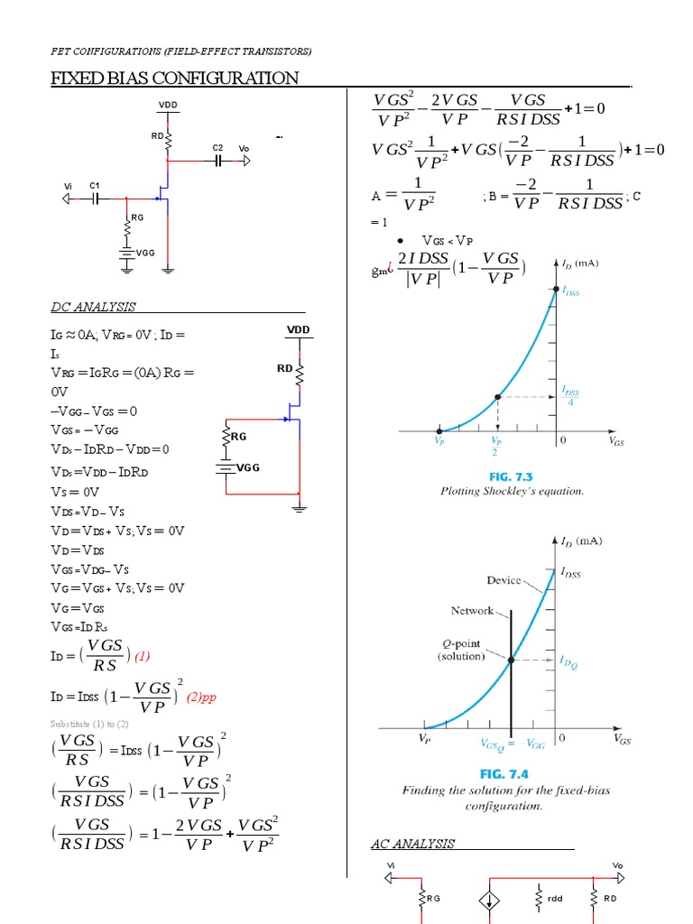 FET configurations for fixed bias | PDF | Computer Engineering | Electric Power
