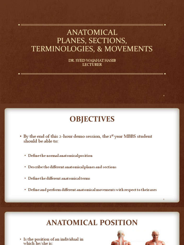 Anatomical Planes, Sections, Terminologies, & Movements: Dr. Syed ...