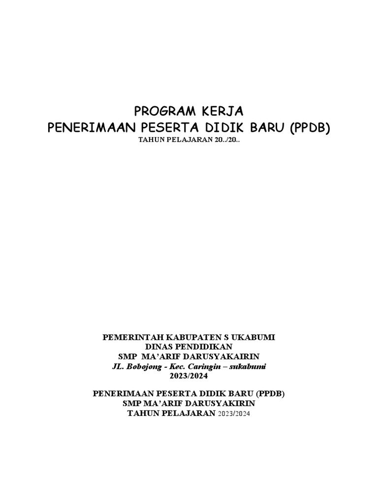 Program Kerja PPDB | PDF | Karier & Perkembangan