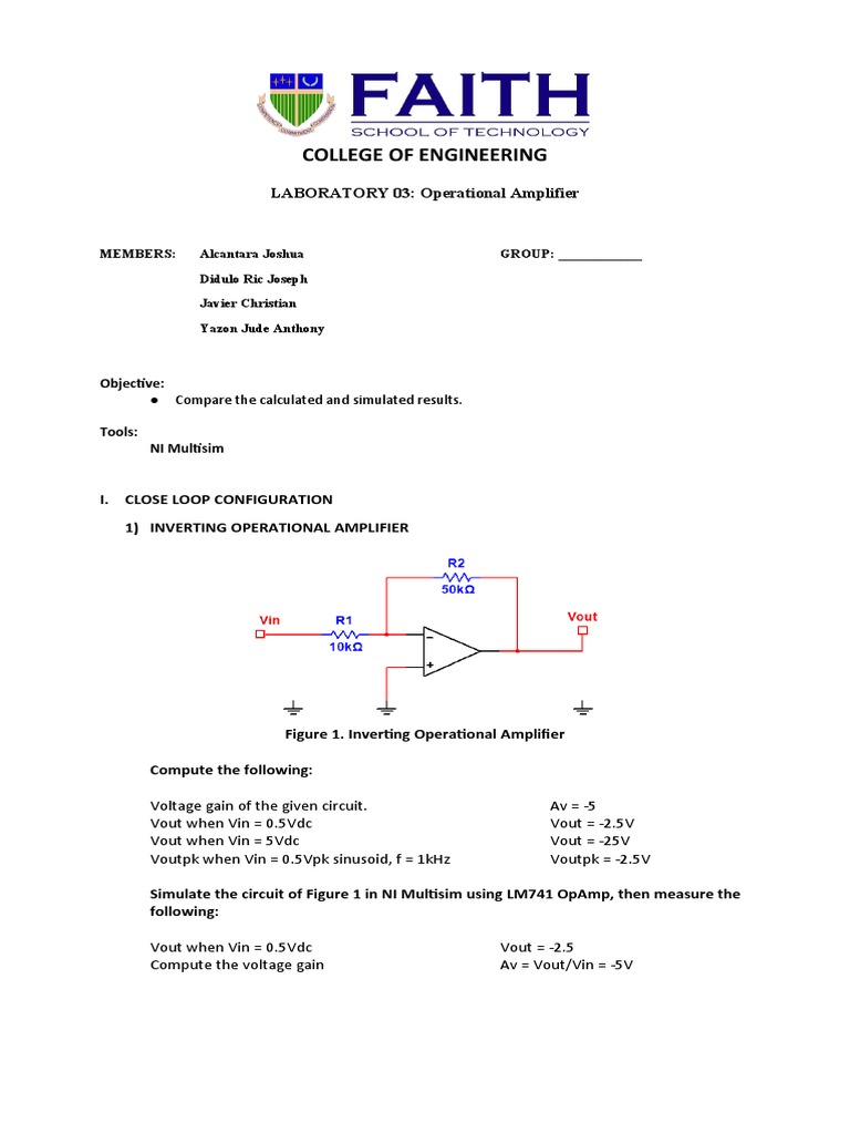 Lab3 Raw1 | PDF | Amplifier | Operational Amplifier