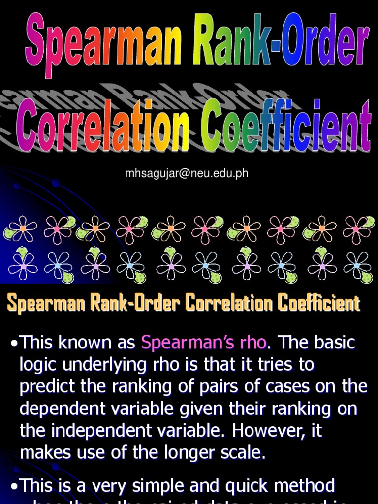 Spearman Rank Order Correlation Coefficient Pdf Spearmans Rank