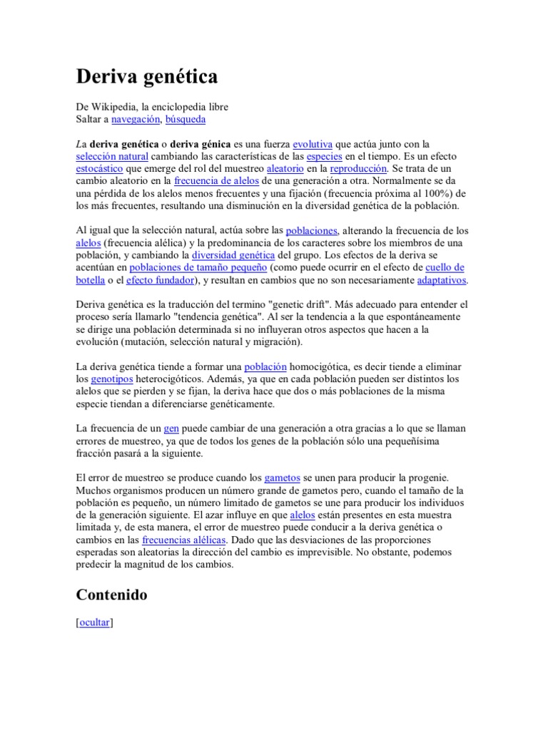 Deriva Genética | PDF | Biología evolucionaria | Evolución biológica