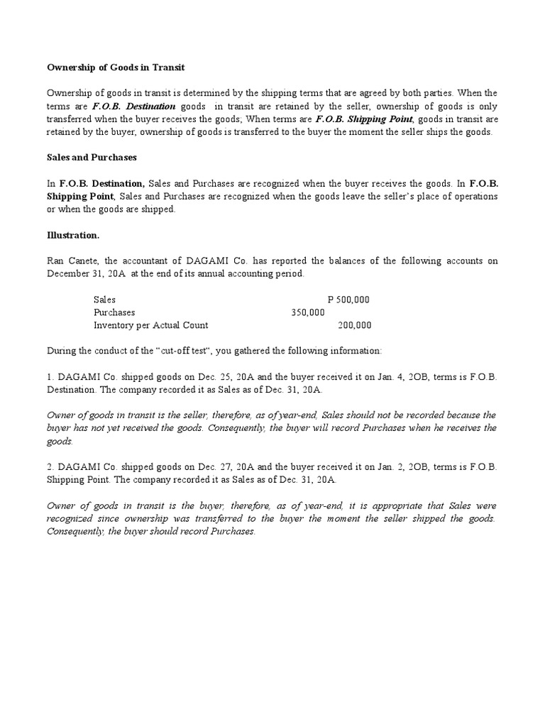 Ownership of Goods in Transit Explained | PDF