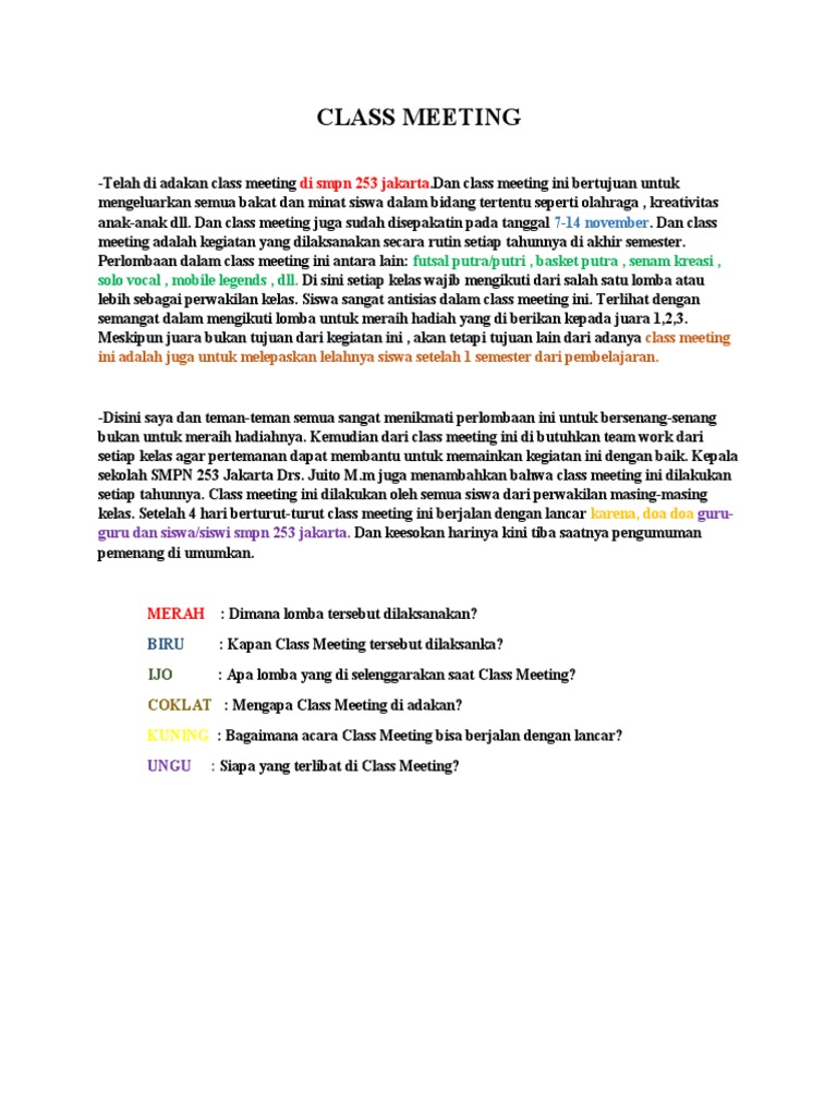 Class Meeting | PDF