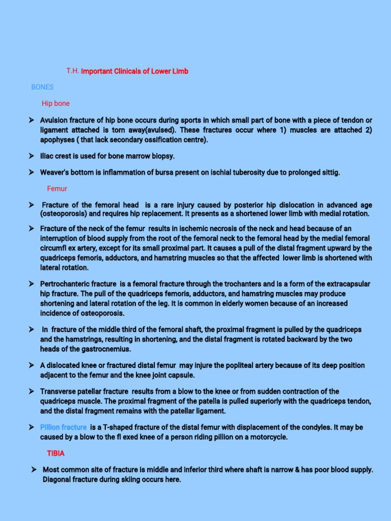 T.H.Clinicals of Lower Limb (1) - 1 | PDF