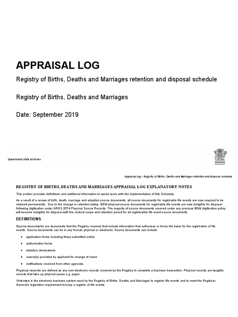 BDM Retention and Disposal Schedule | PDF | Identity Document | Government