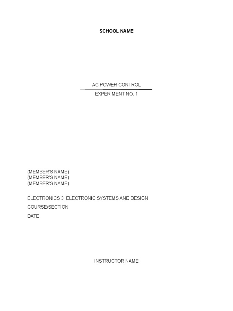 Ece014 Electronics 3 Experiment 1 Pdf Rectifier Switch