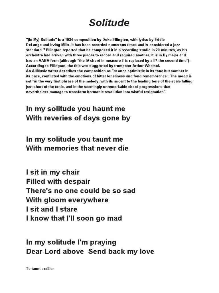 Solitude Paroles | PDF