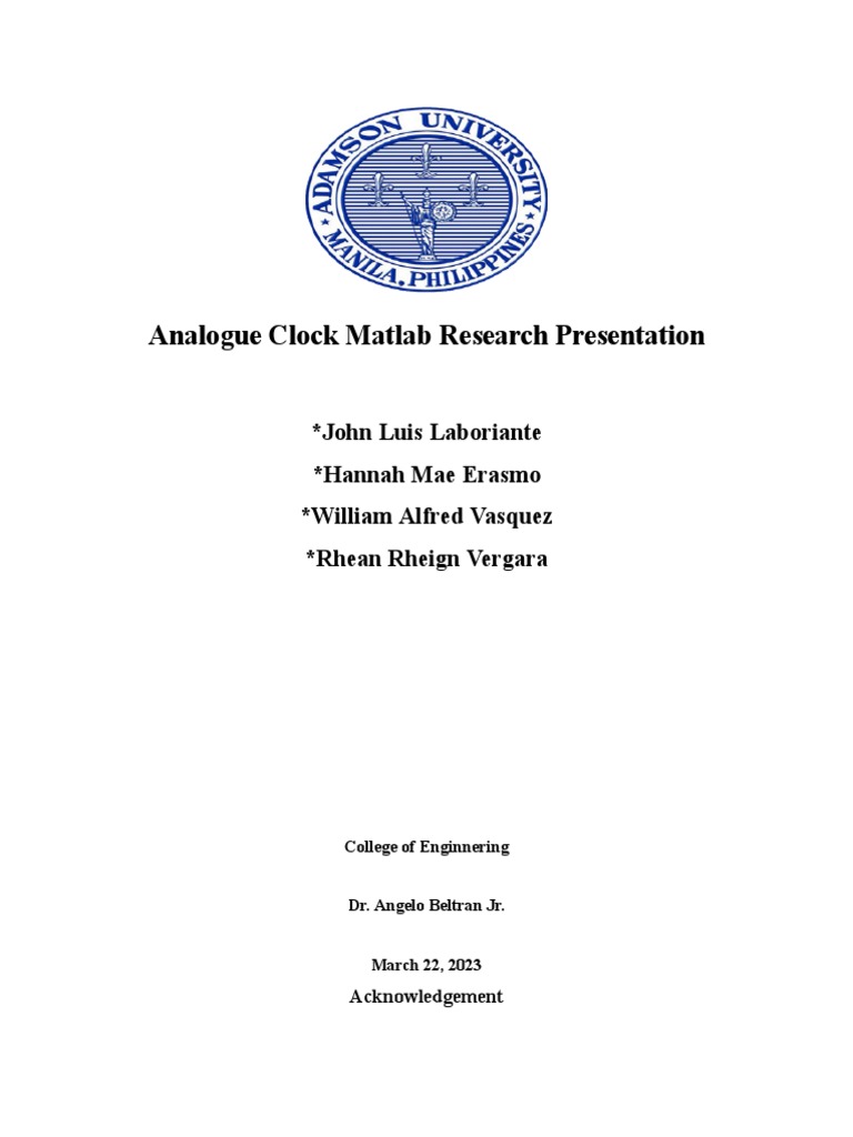 Matlab Analogue Clock Research 1 | PDF | Matlab | Matrix (Mathematics)