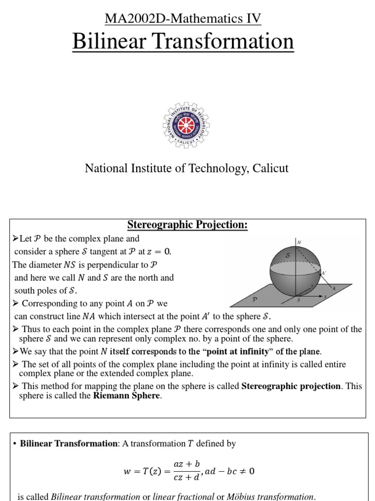 L5 - Bilinear Transformation | PDF | Plane (Geometry) | Mathematical Concepts