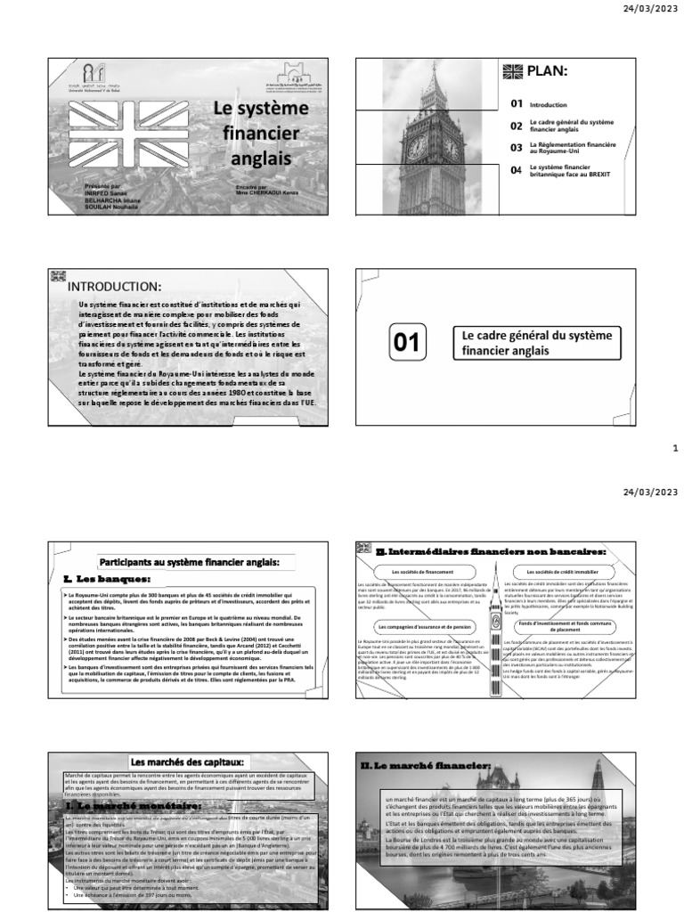Système financier anglais : Réglementation et enjeux | PDF | Banques ...