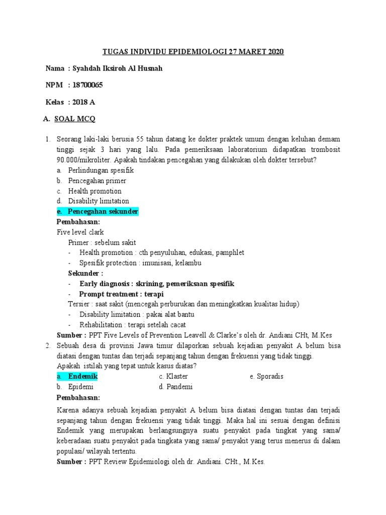 Soal Epid Individu | PDF