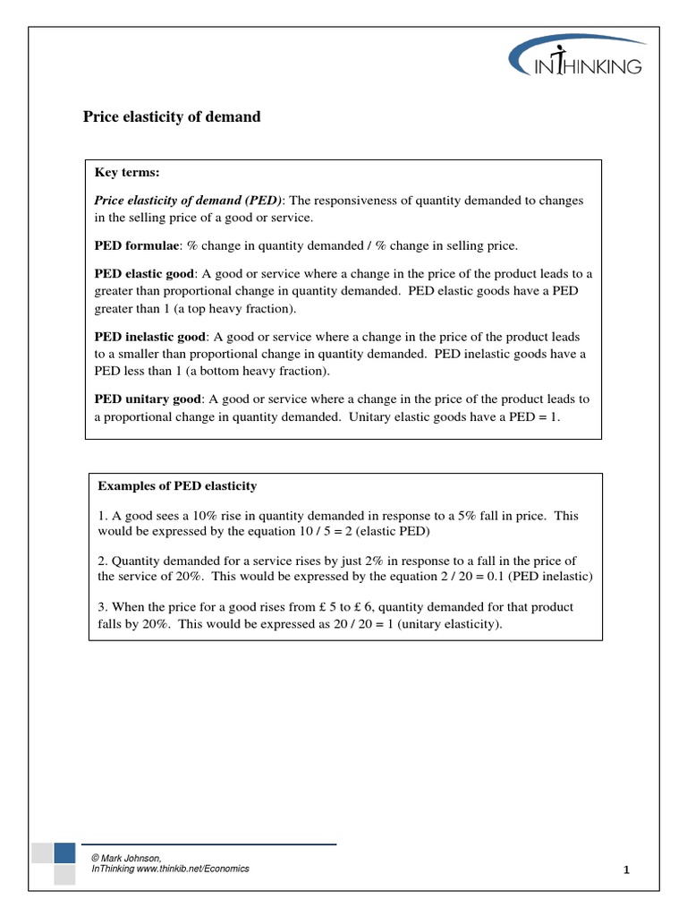 Ped Elasticity Activities | PDF | Demand | Price Elasticity Of Demand