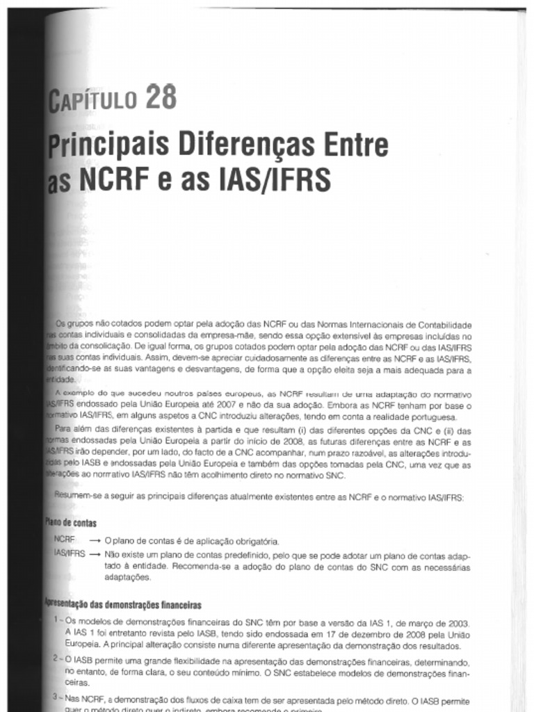 Diferenças entre NCRF e IAS/IFRS | PDF | Contabilidade | Patrimônio de ...