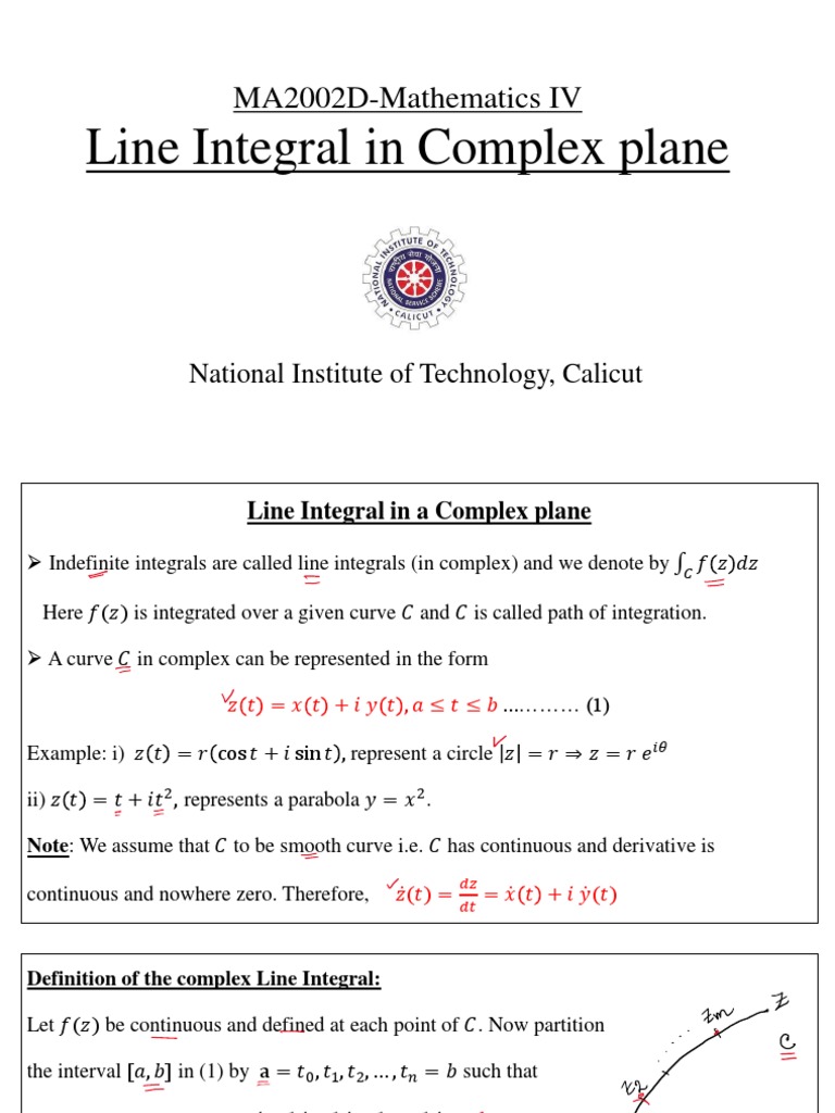 Line Integrals in the Complex Plane | PDF | Integral | Mathematical Relations