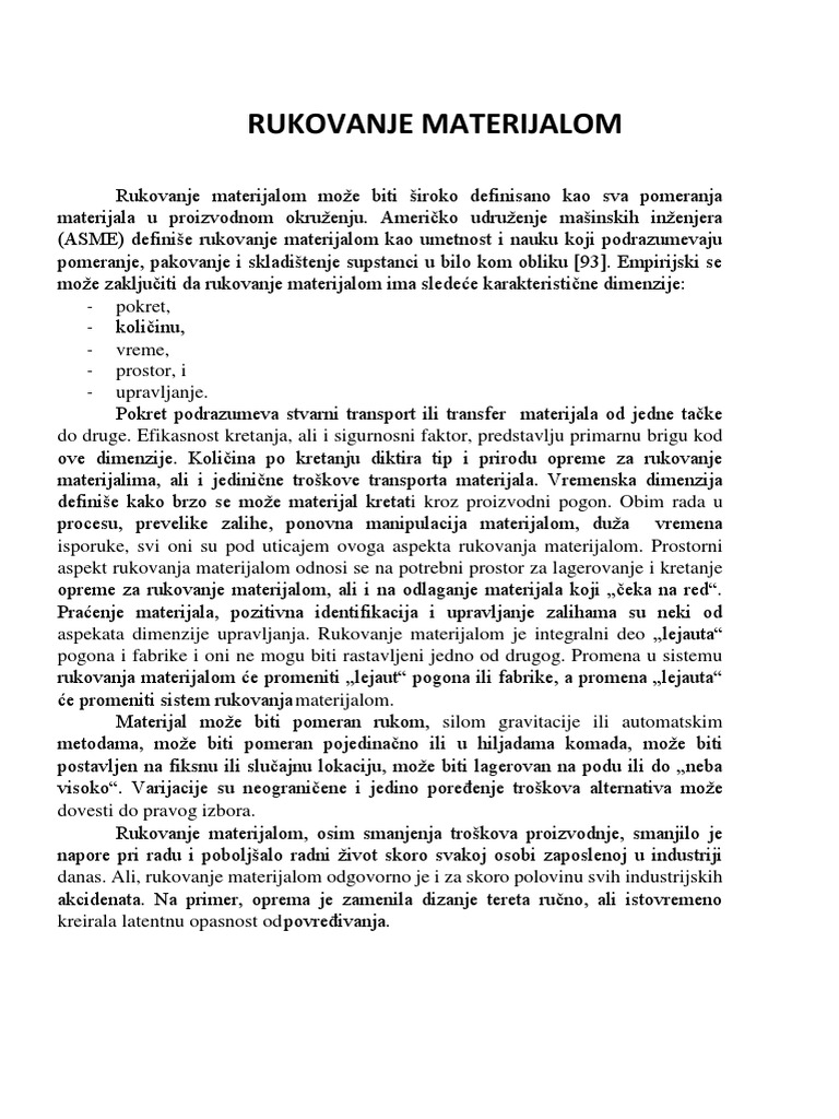 Rukovanje Materijalom | PDF