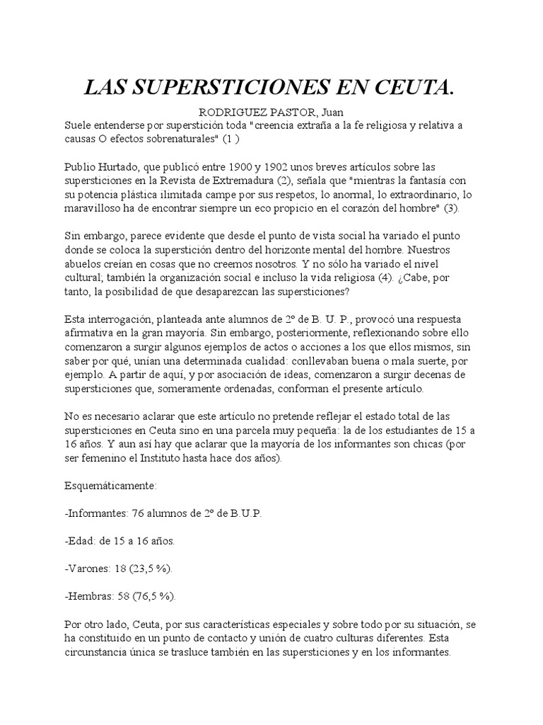 Las Supersticiones en Ceuta | PDF | Supersticiones