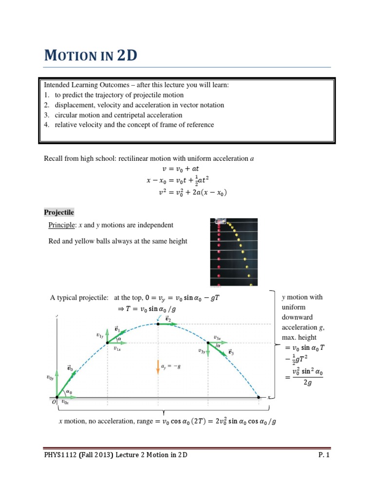 Motion in 2D | PDF | Acceleration | Mechanical Engineering