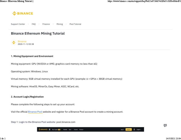 Binance Ethereum Mining Tutorial | PDF
