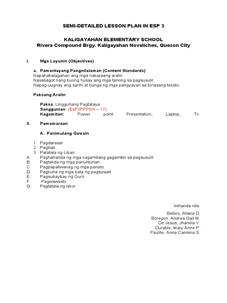 Semi Detailed Fil3 Day 5 | PDF