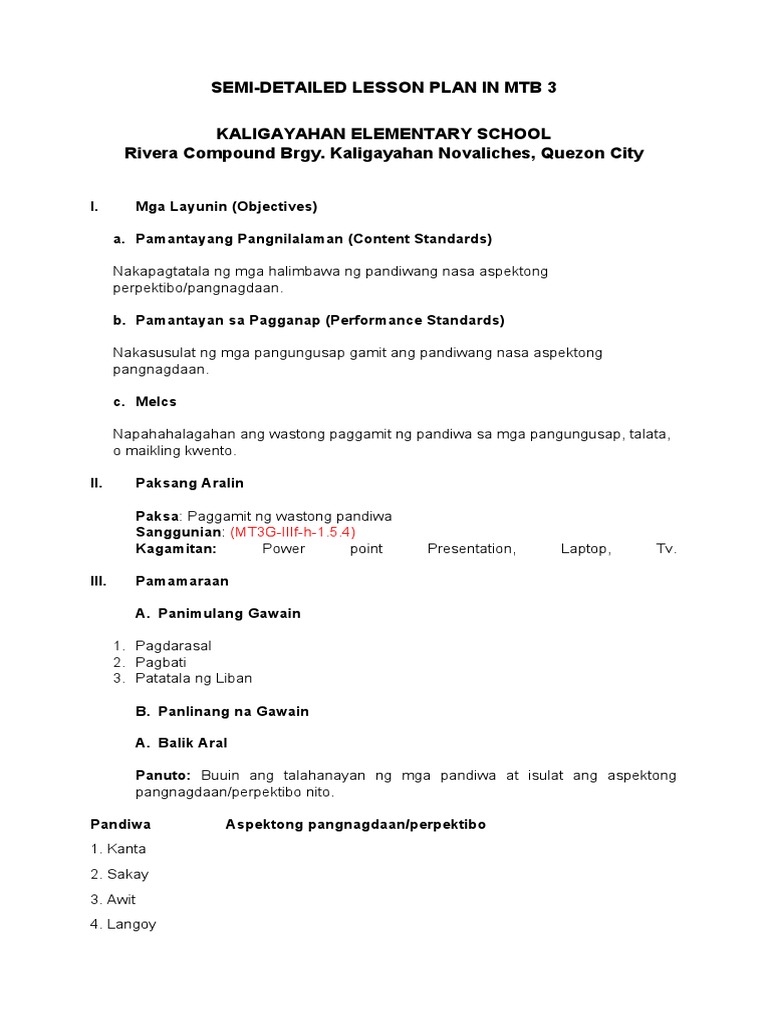 Semi Detailed MTB 3 Day 5 | PDF