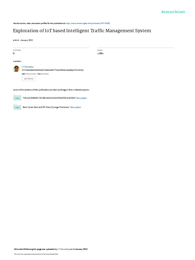 Exploration of Iot Based Intelligent Traffic Management System | PDF ...