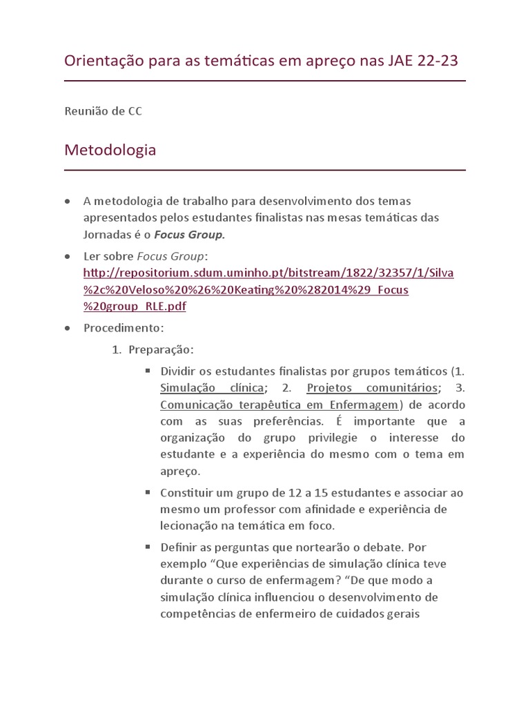 Orientação para As Temáticas em Apreço Nas JAE 22-23:, Veloso & Keating ...