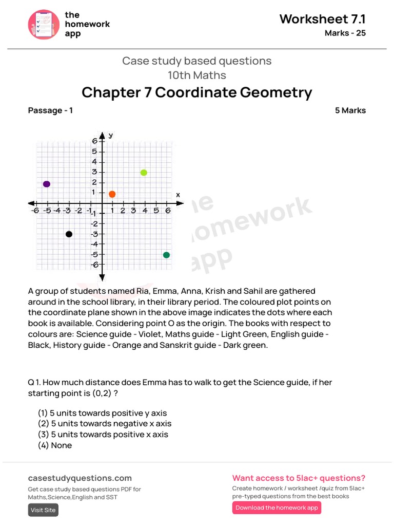 (Worksheet 7.1) - (Chapter Coordinate Geometry) | PDF | Worksheet | Geometry